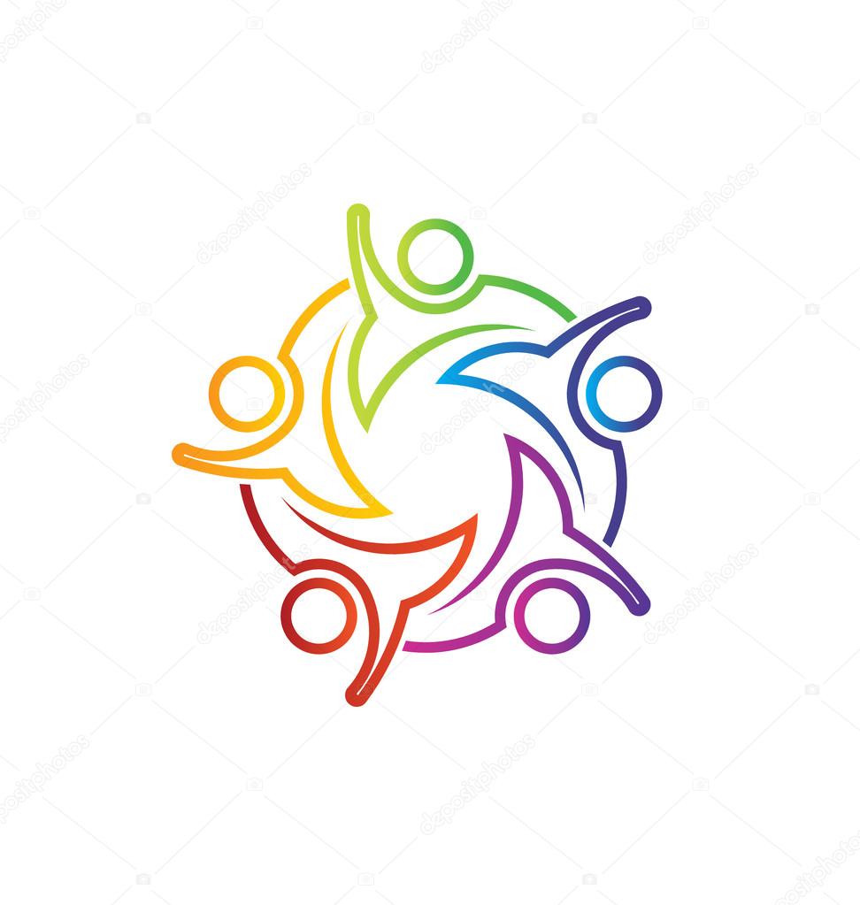 Trabajo en equipo Hola 5 imagen lineal. Concepto de unión, grupo de ...