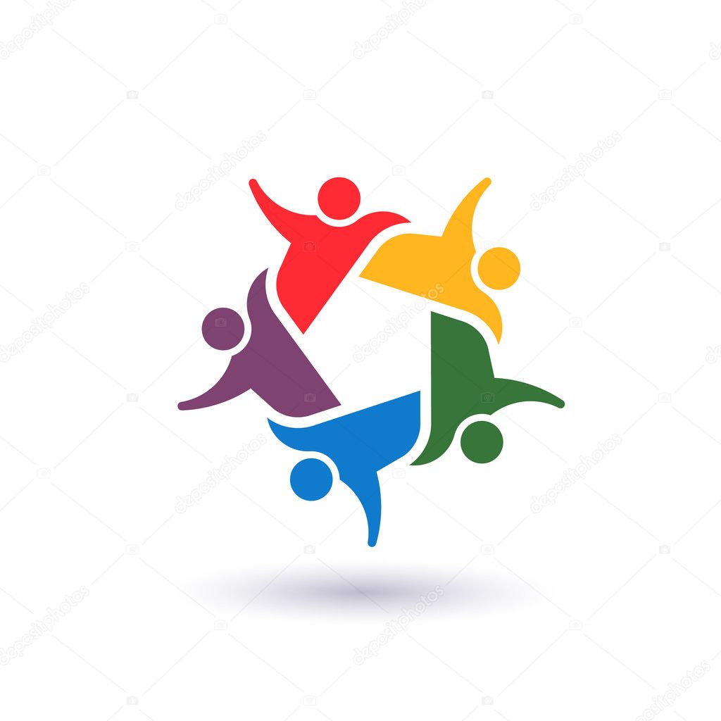 Team 5 circle committee logo — Stock Vector © deskcube #51007675