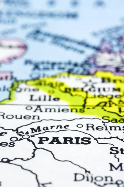 close up of Paris on map, france - Stock Image - Everypixel
