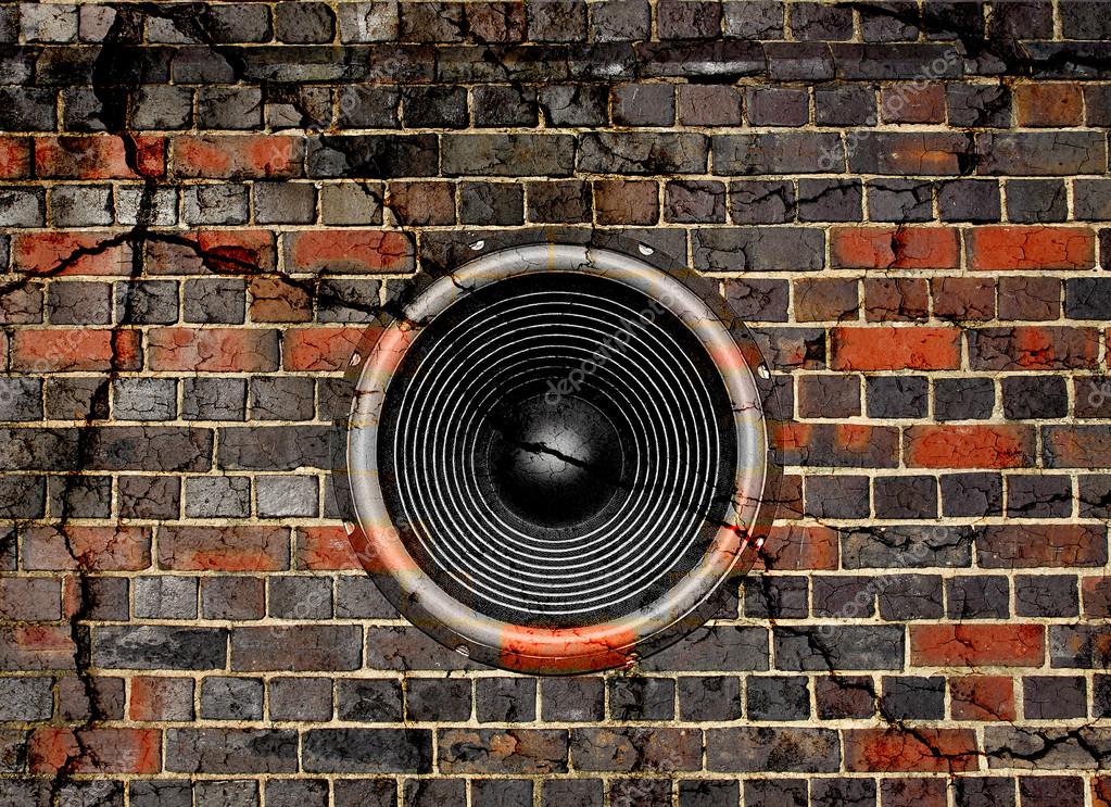 Speaker on a cracked brick wall background Stock Photo by ©steveball ...