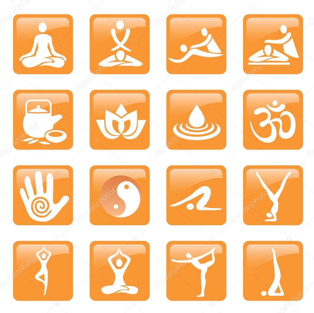 Yoga_spa_massage_buttons_icons — Stock Vector © chachar #12619825