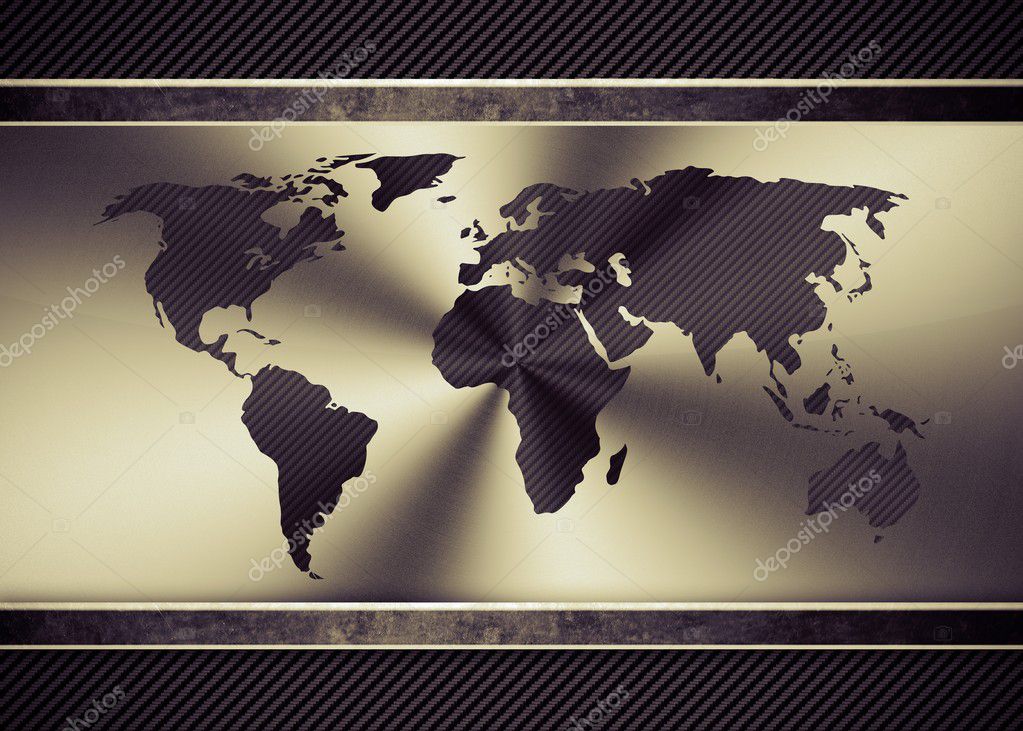 Cool carbon map of the world on the metalic background — Stock Photo ...