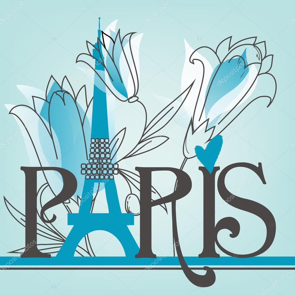 Paris lettering with lilies — Stock Vector © Danussa #12732430