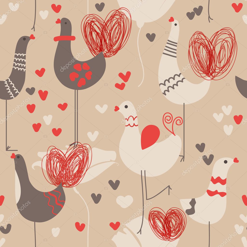 Cute love birds seamless pattern Stock Vector Image by ©Danussa #19707003