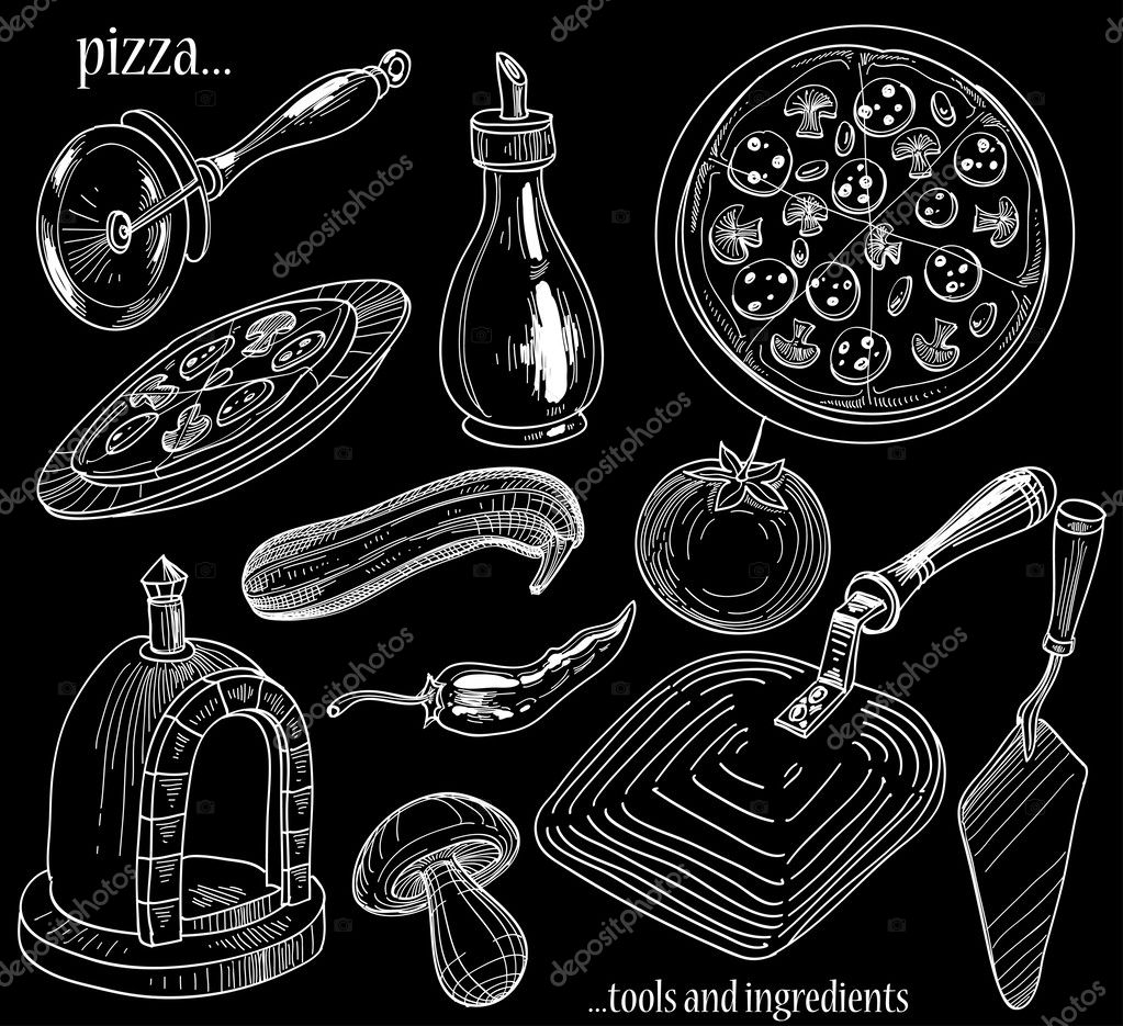 Pizza tools and ingredients set Stock Vector Image by ©Danussa #49597431