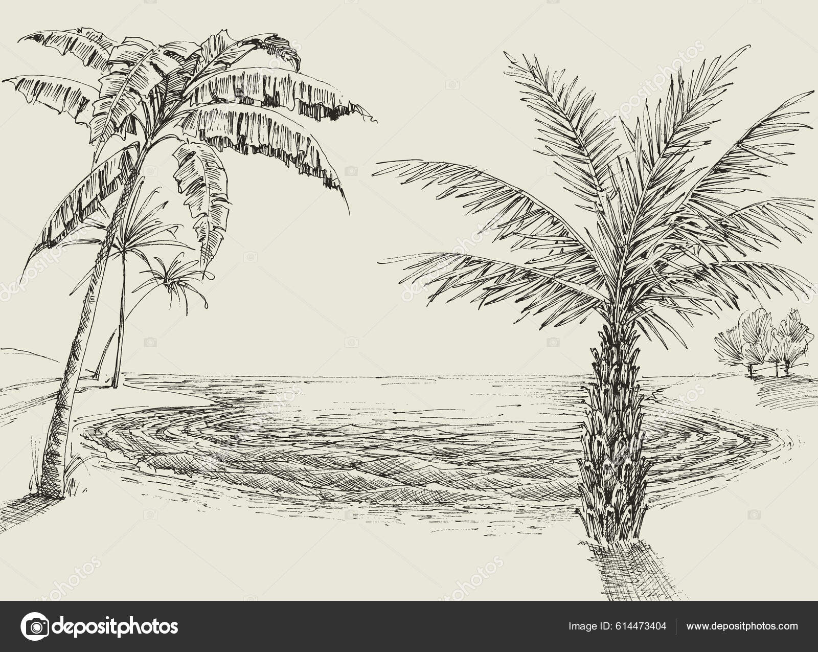 Palmeras Dibujo Two Palm Trees Drawing Simple Black And White Palm