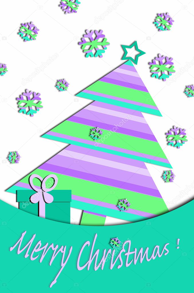 Pastel colors card design with christmas tree — Stock Photo ...