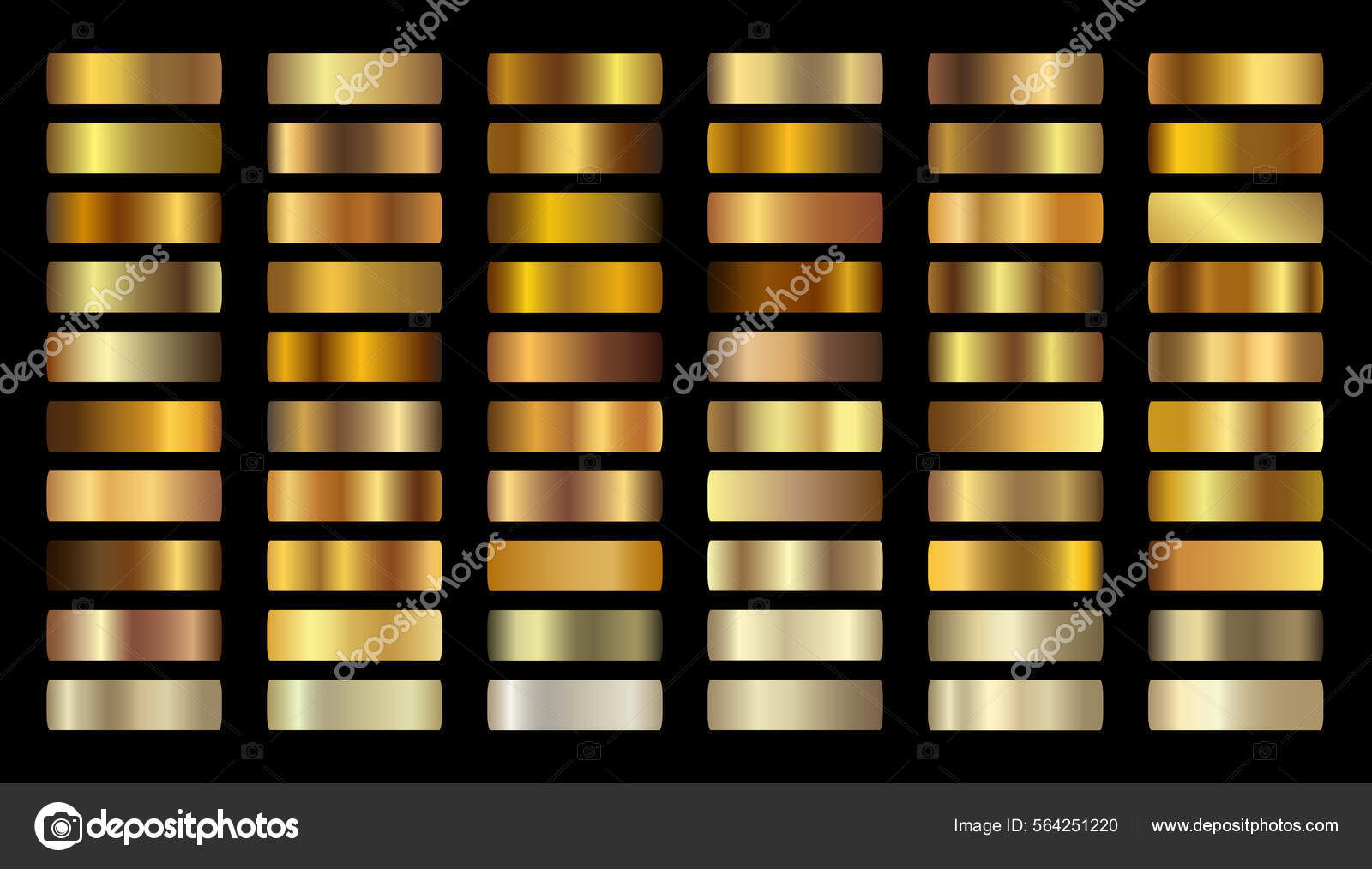 Gold gradients vector. Golden swatch set vector. Metallic gold gradient ...
