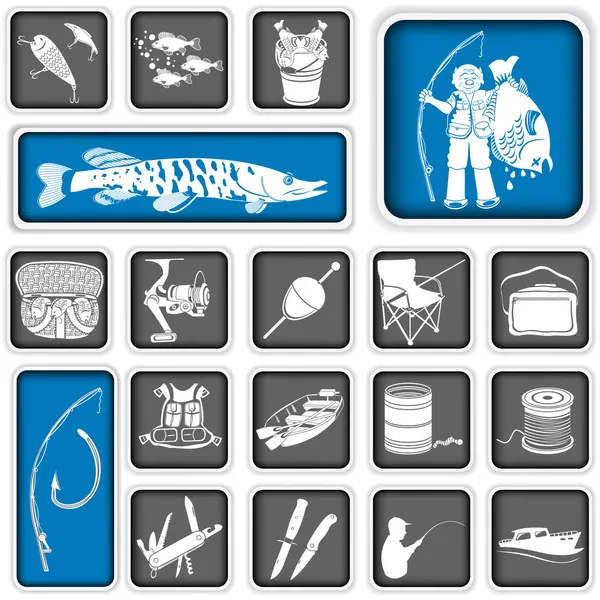 Fishing icons — Stock Vector © Stiven #4303430