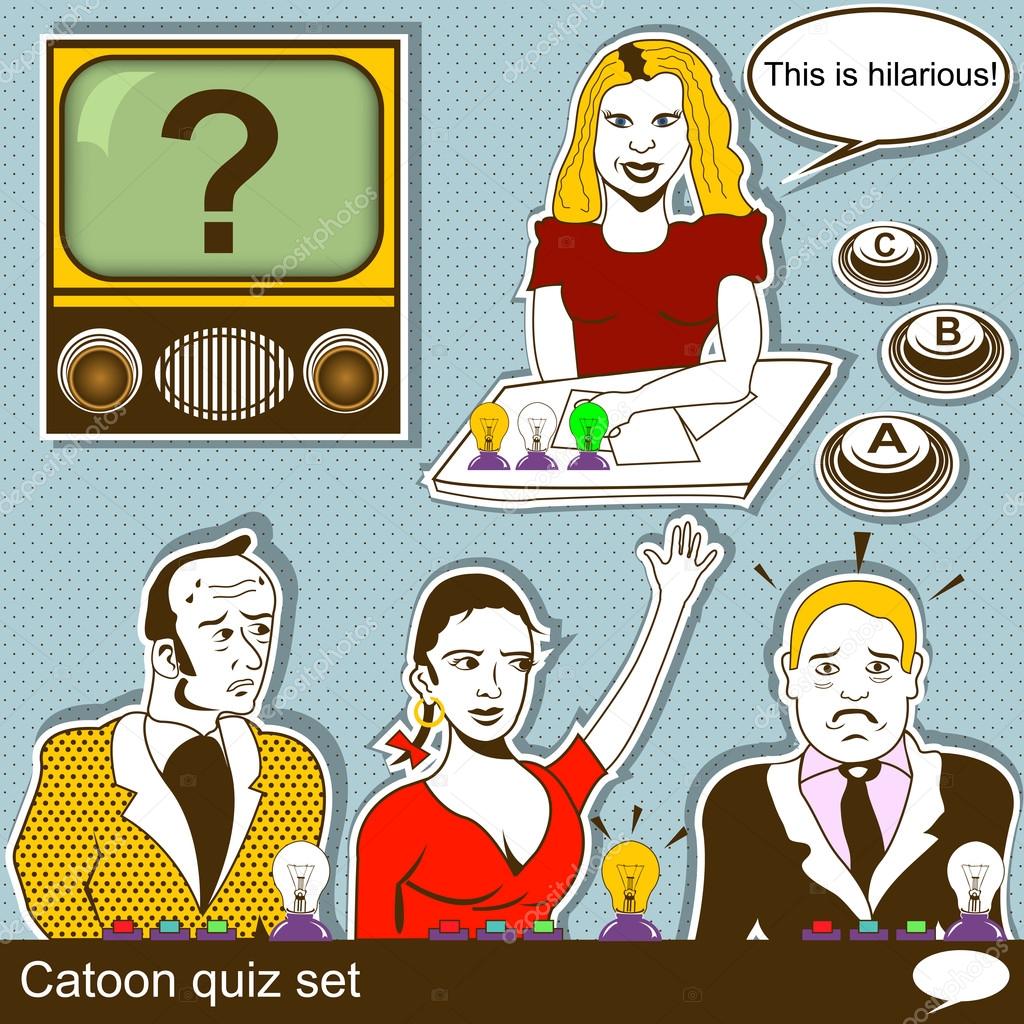 Cartoon quiz illustration set — Stock Vector © Stiven #30990491
