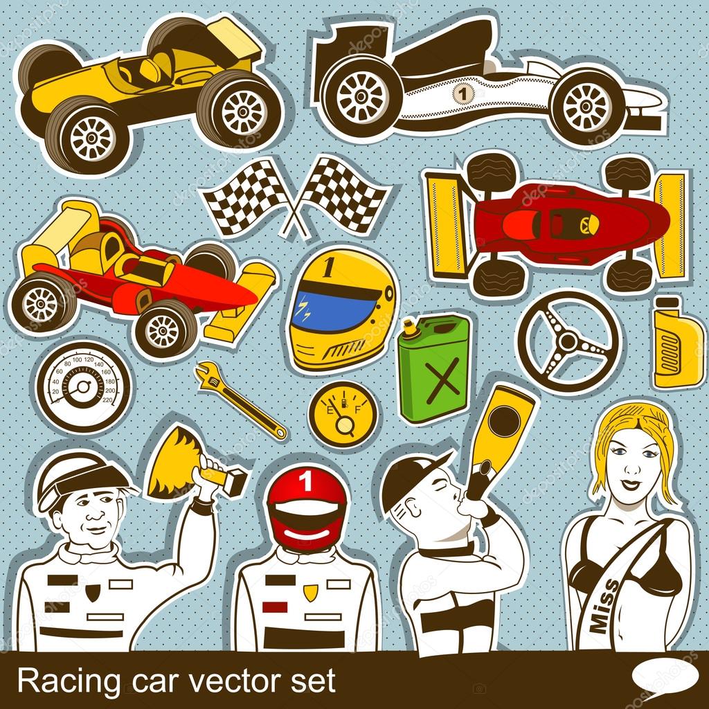 Racing car vector set — Stock Vector © Stiven #30990567