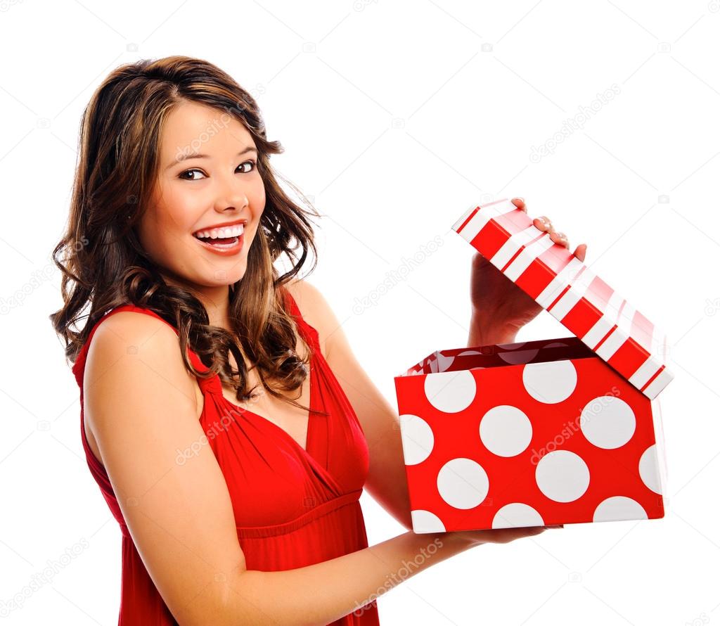 Pretty girl receives a present Stock Photo by ©Daxiao_Productions 28386879