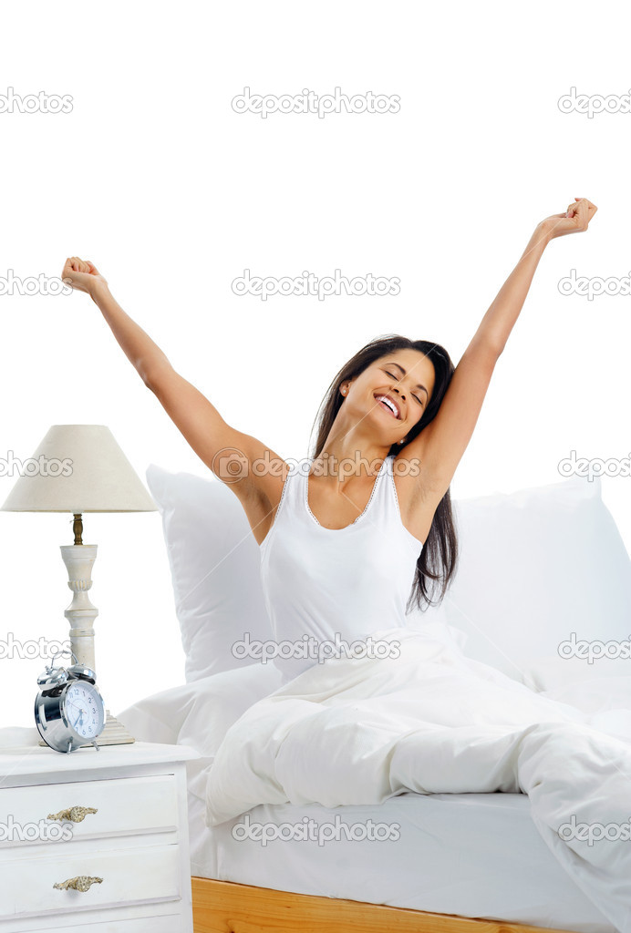Happy bed woman Stock Photo by ©Daxiao_Productions 28421373