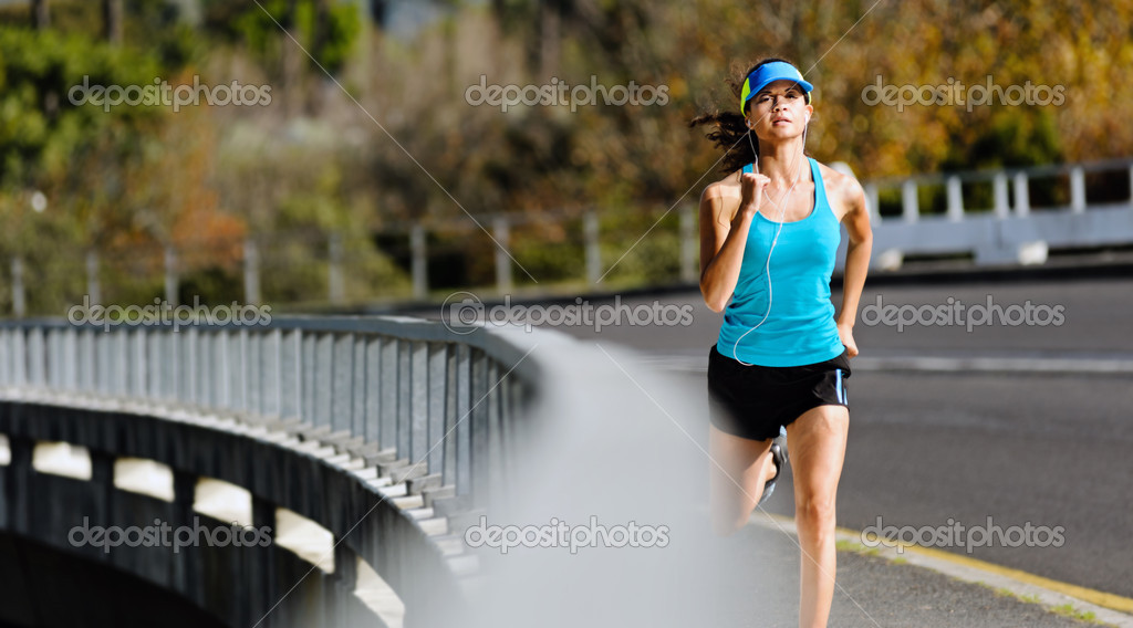 Sidewalk running woman Stock Photo by ©Daxiao_Productions 28423981