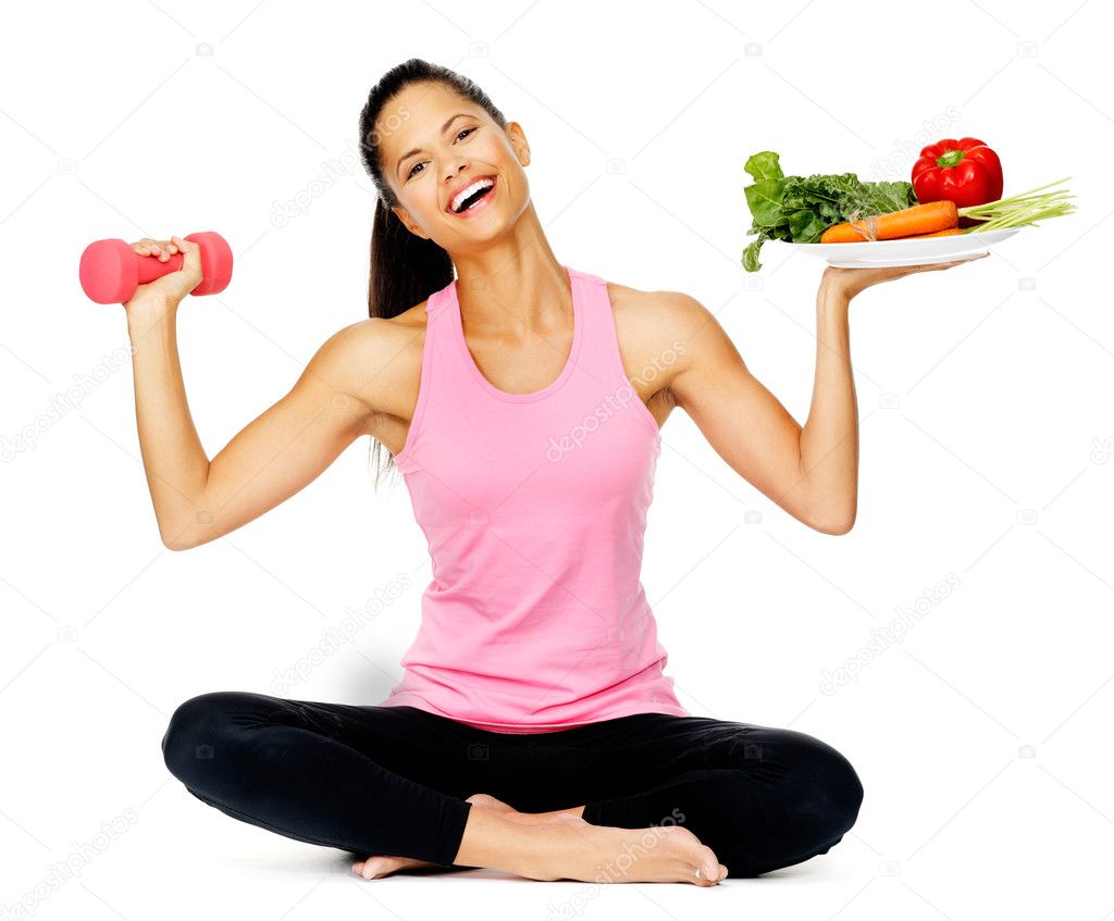 Vegetable exercise woman ⬇ Stock Photo, Image by © Daxiao_Productions ...