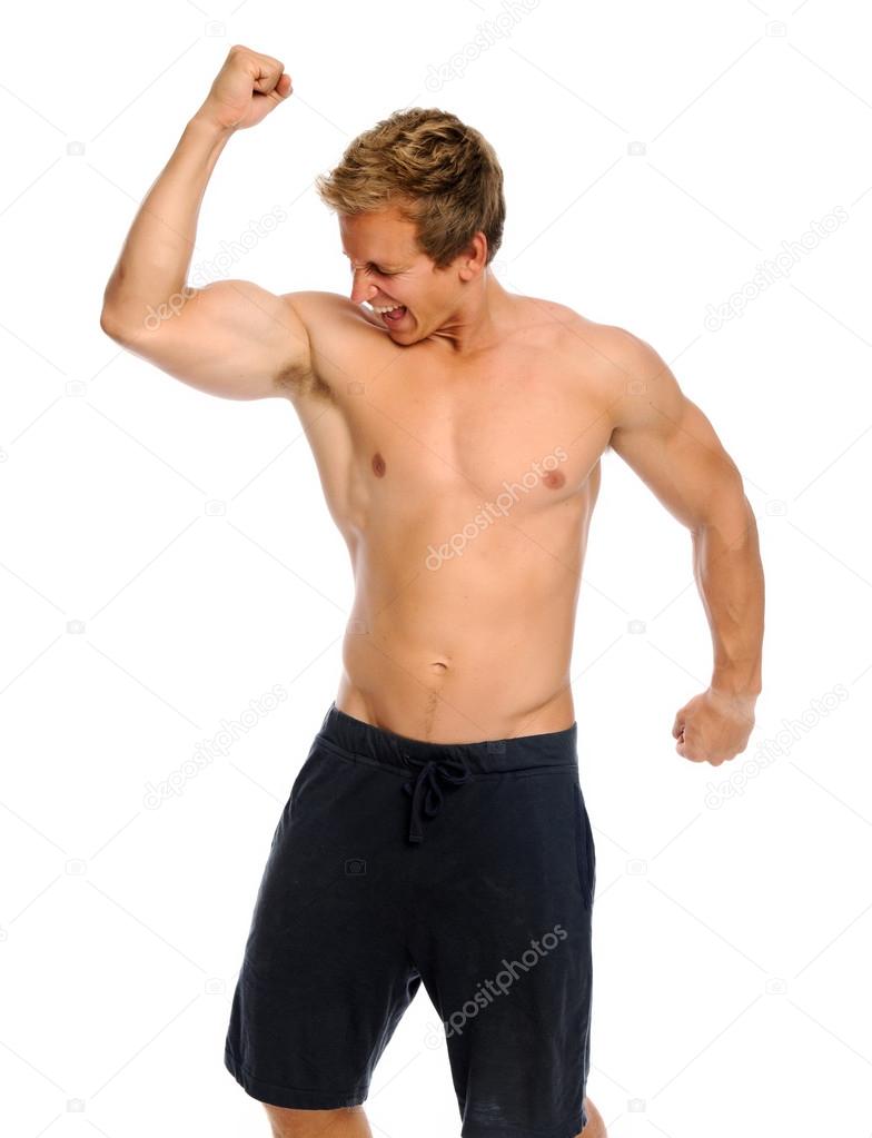 Excited athlete raises his arms for victory Stock Photo by ©Daxiao ...