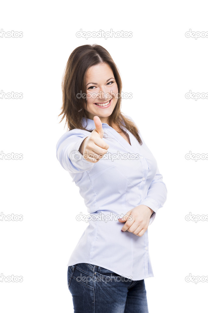 Woman with thumbs up Stock Photo by ©ikostudio 41312921