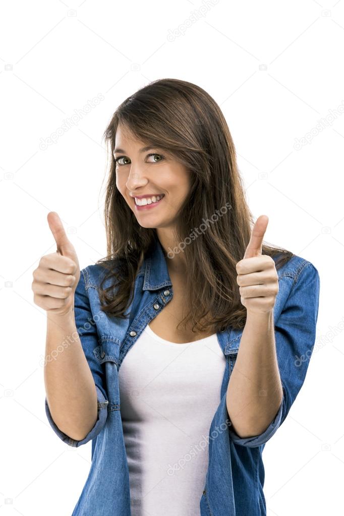 Woman with thumbs up Stock Photo by ©ikostudio 41313397