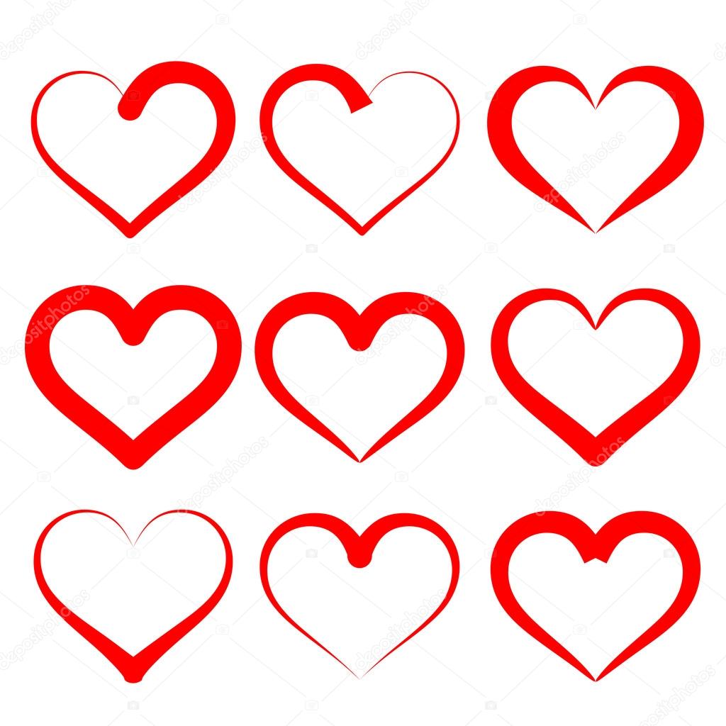 corazones dibujos animados set vector illustration — Vector de stock ...