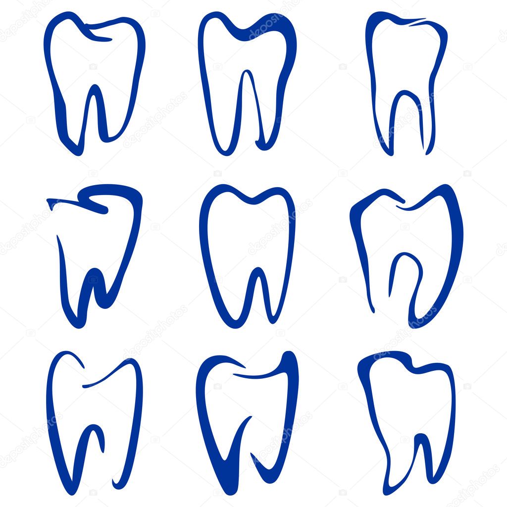 Illustration: teeth abstract | Abstract teeth set sketch cartoon vector ...