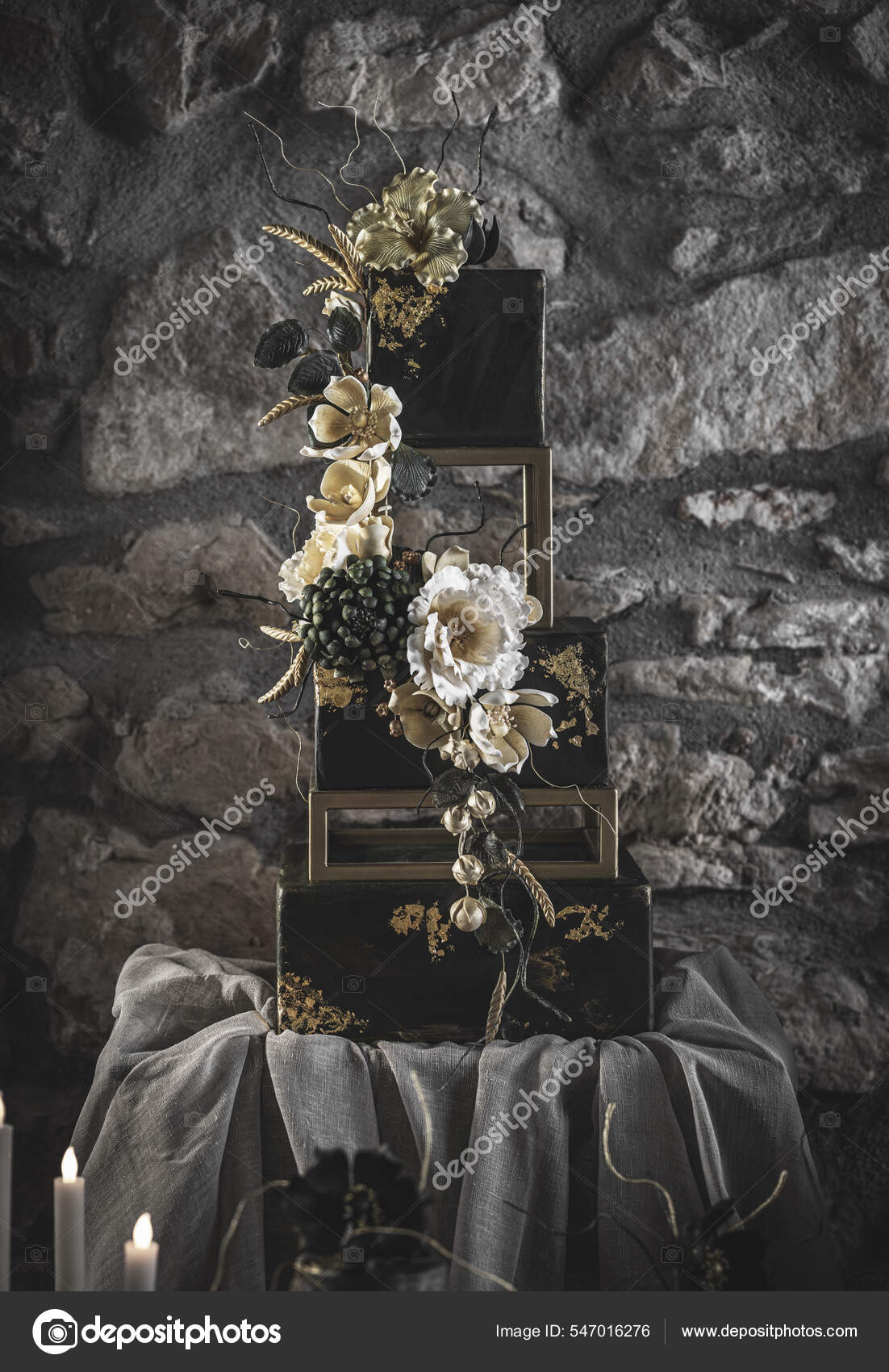 Artwork Square Wedding Cake Design Trend Concept Stone Wall Background ...