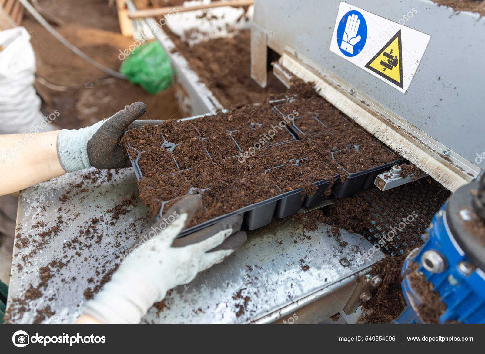 Automatic Soil Distributor Potting Machine Use Greenhouse — Stock Photo ...