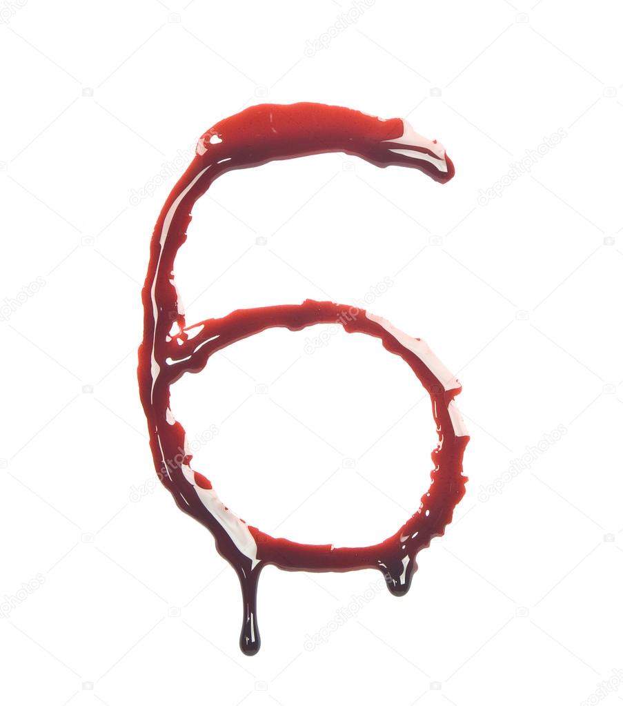 Goteo de sangre número 6 aislado en blanco: fotografía de stock ...