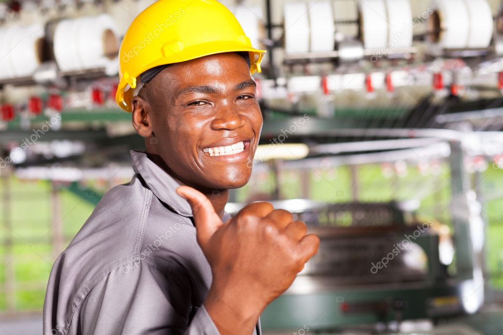 Happy American Factory Workers