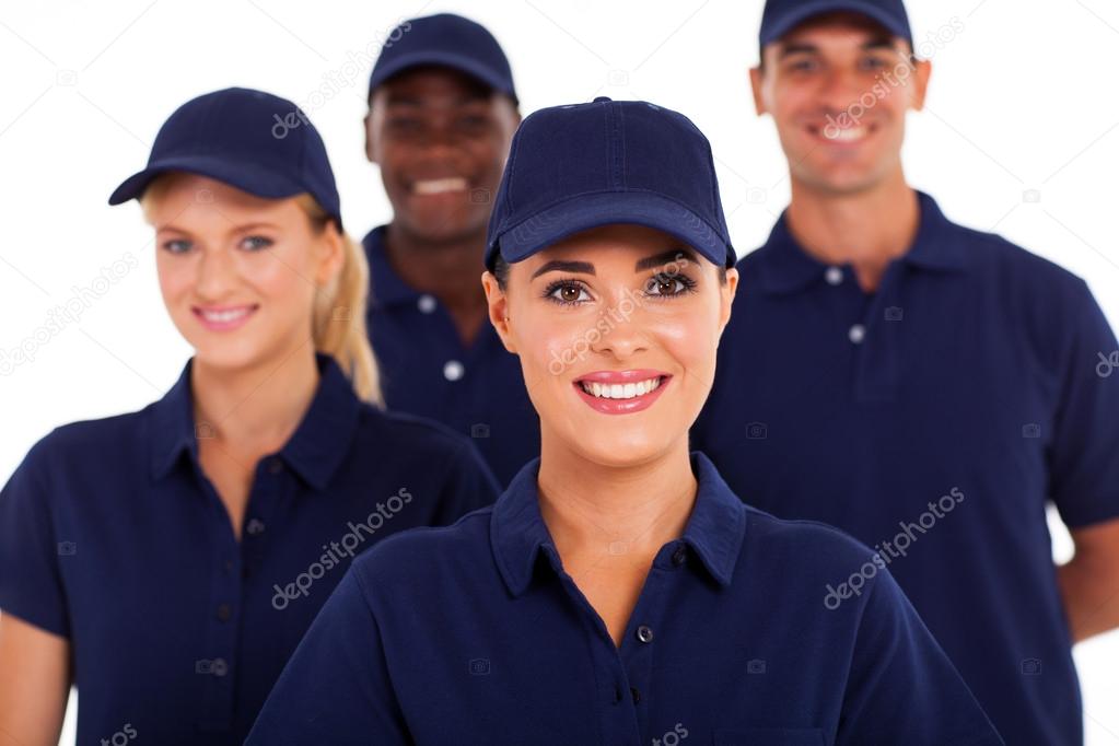 Group of service industry staff closeup on white Stock Photo by ...