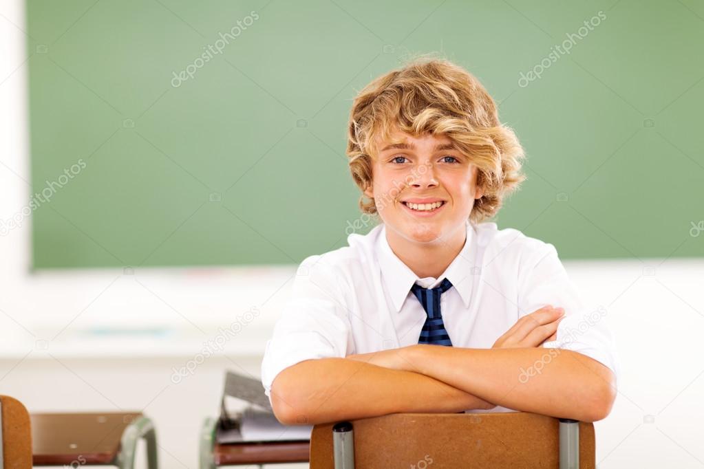 High school student sitting in classroom Stock Photo by ©michaeljung ...