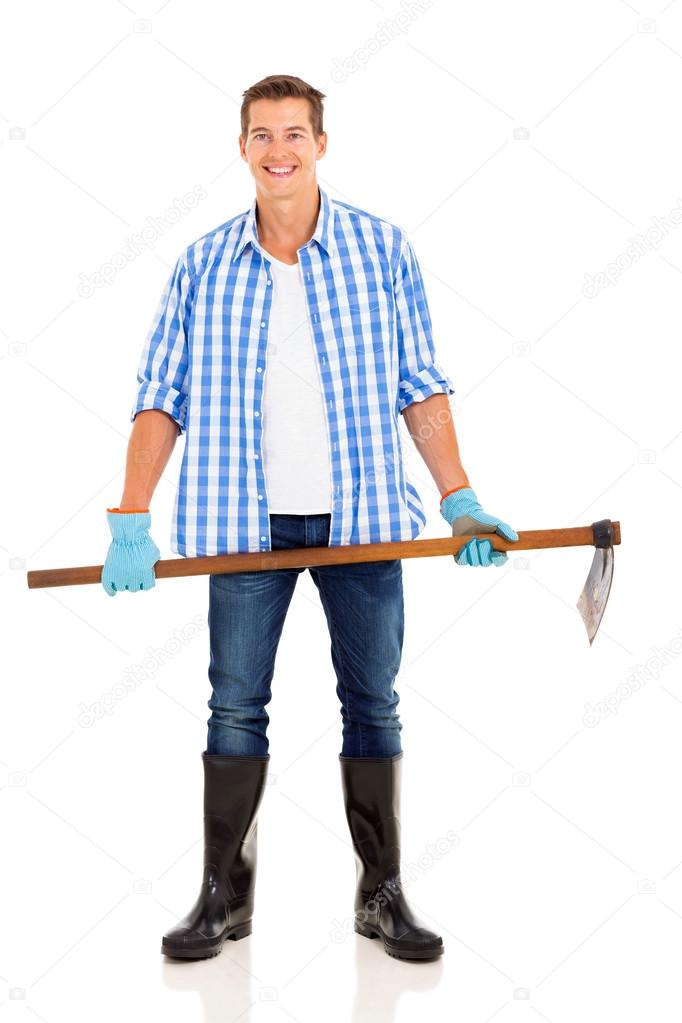 Man holding a hoe Stock Photo by ©michaeljung 46005261