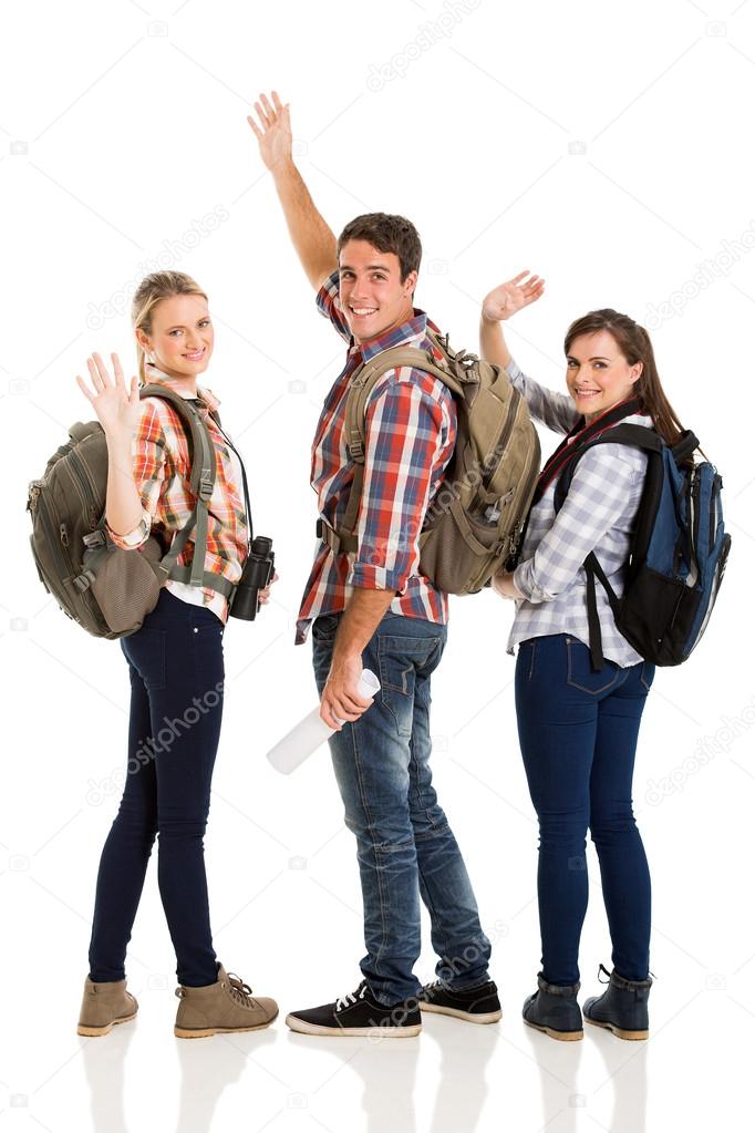 Group Waving Goodbye Cartoon