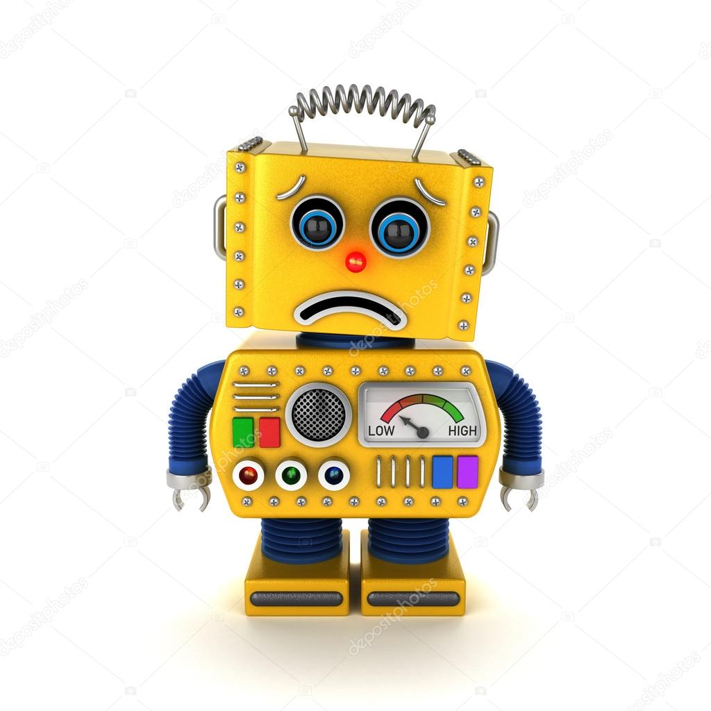 Sad toy robot over white Stock Photo by ©creisinger 37487011