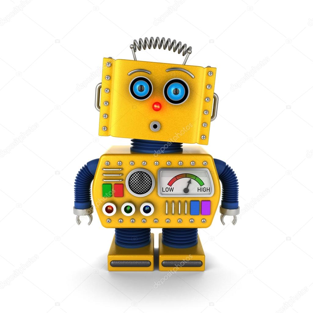 Vintage toy robot with surprised facial expression Stock Illustration ...