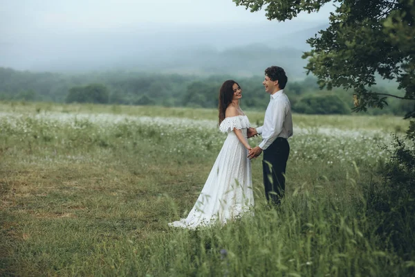 Beautiful wedding couple in nature. Wedding. Bride and groom on their ...