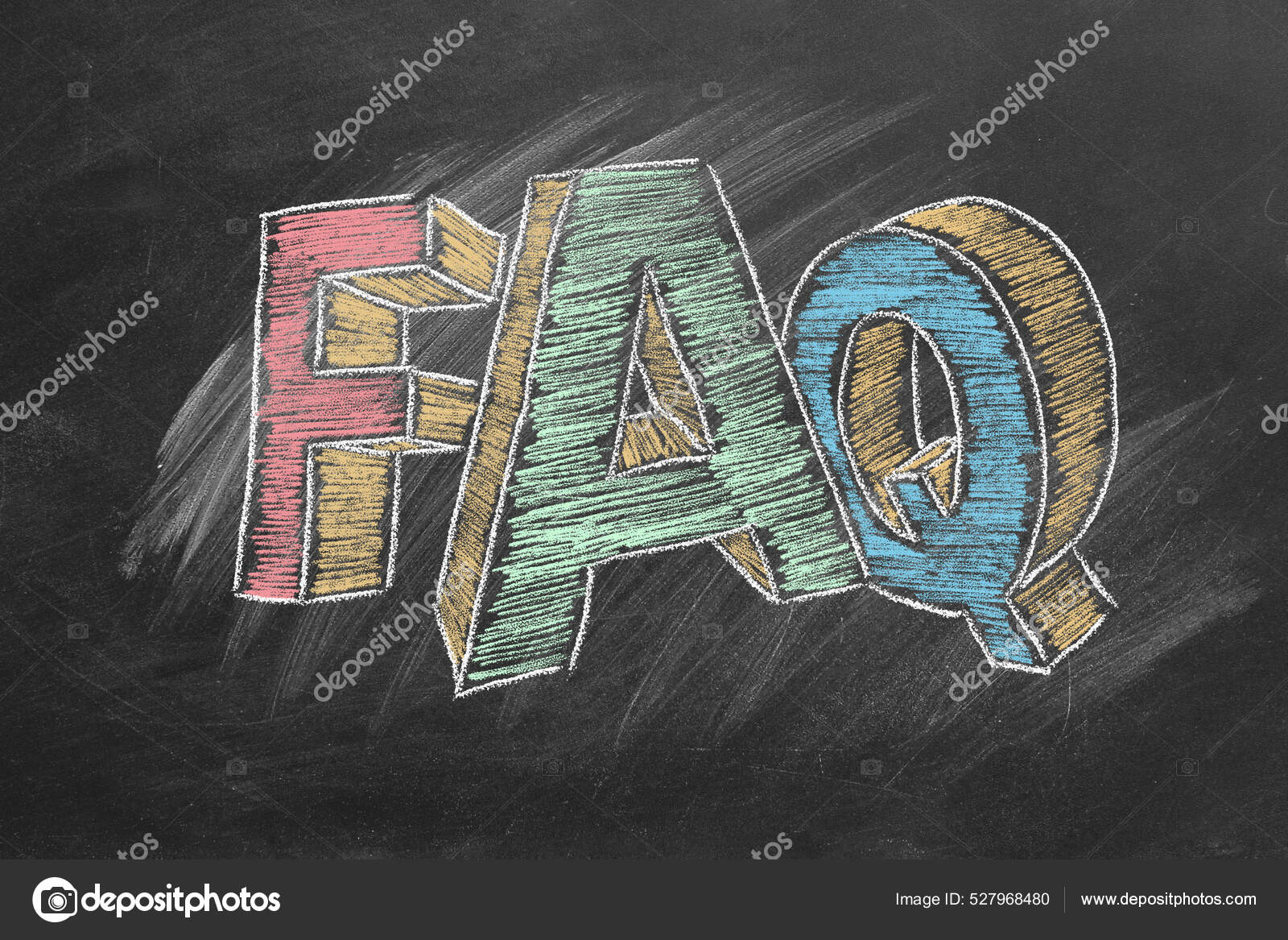 Frequently Asked Questions. Hand drawn text FAQ on blackboard Stock ...