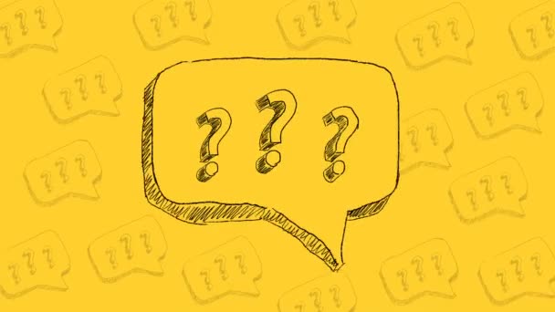 Hand Drawing Animated Question Marks Text Faq Yellow Background Stop ...