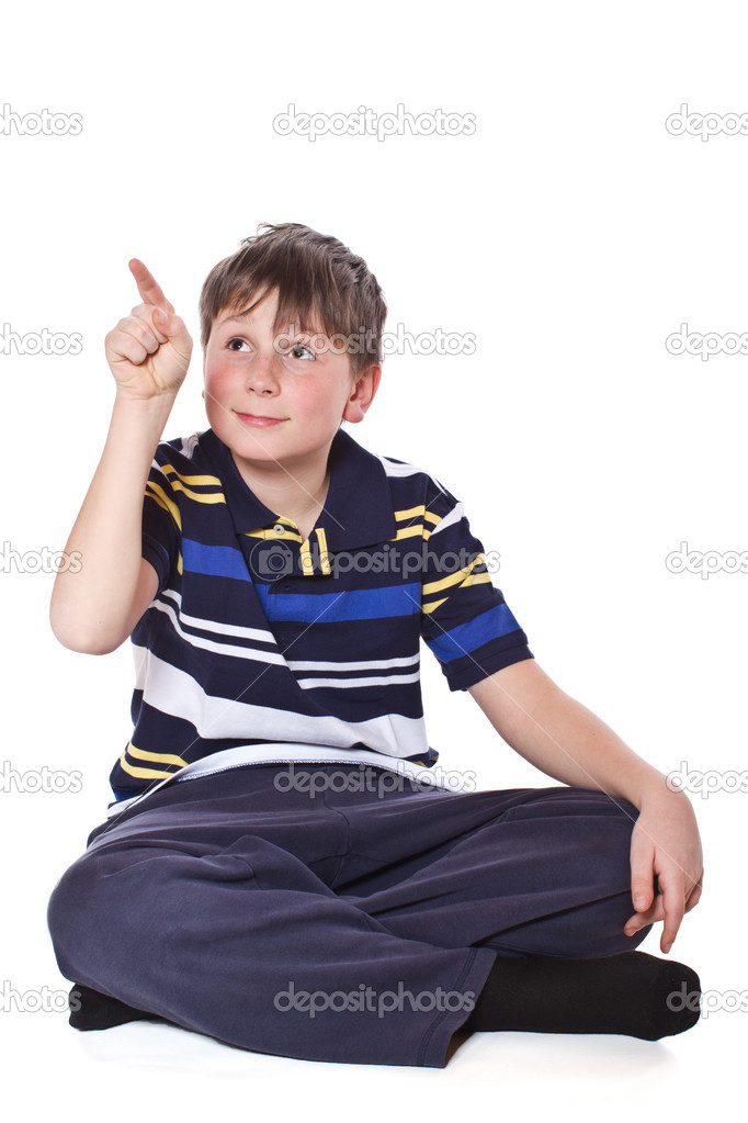 Boy shows his finger Stock Photo by ©Rawlik 19525365
