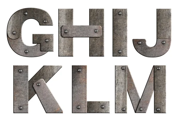 Full old metal alphabet letters, digits and punctuation marks is ...