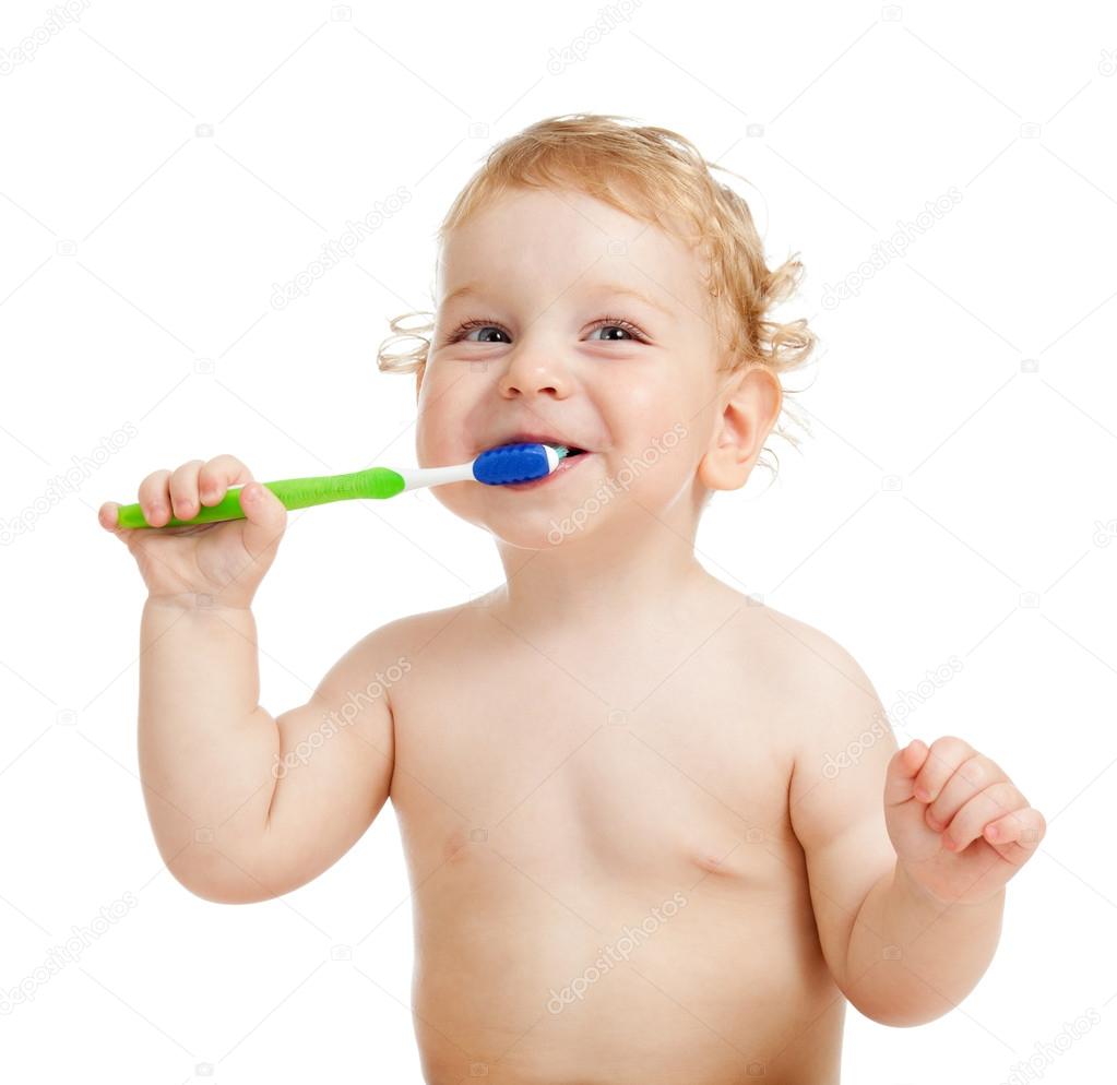 Smiling kid brushing teeth — Stock Photo © Andrey_Kuzmin #15616477
