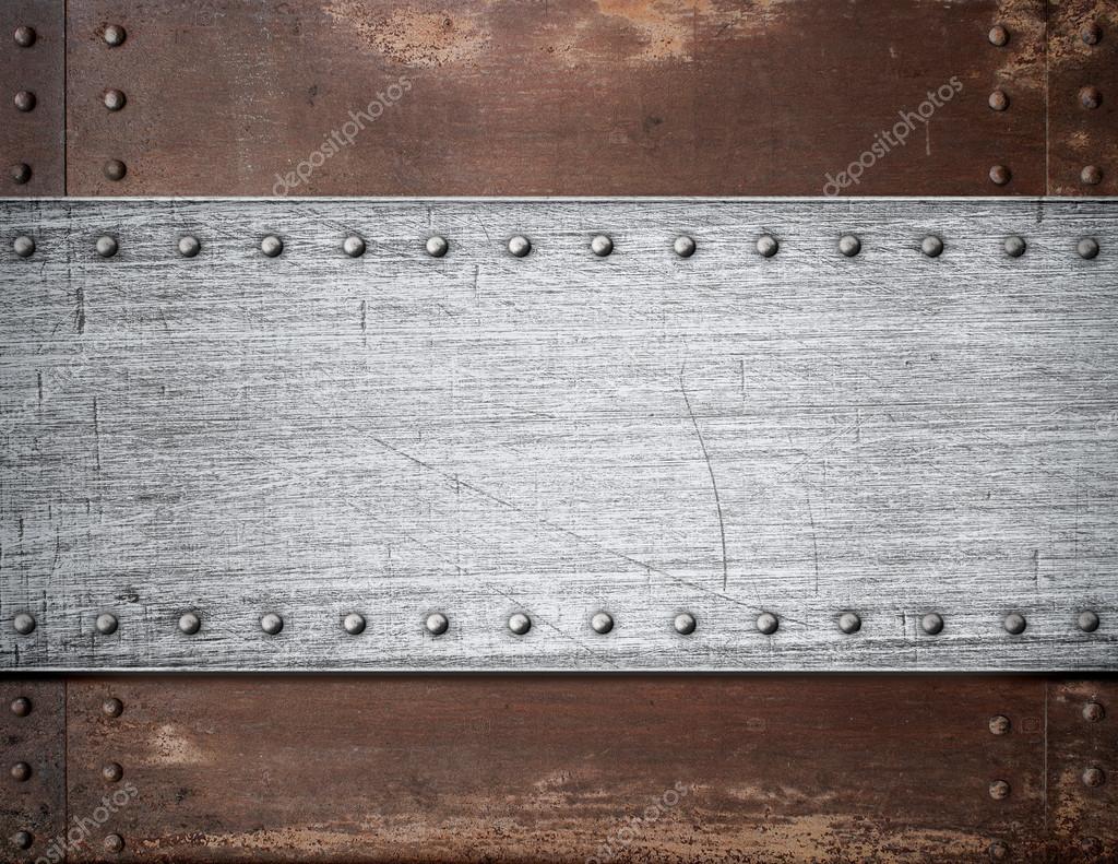 Old metal plate over rusty background with rivets Stock Photo by ...