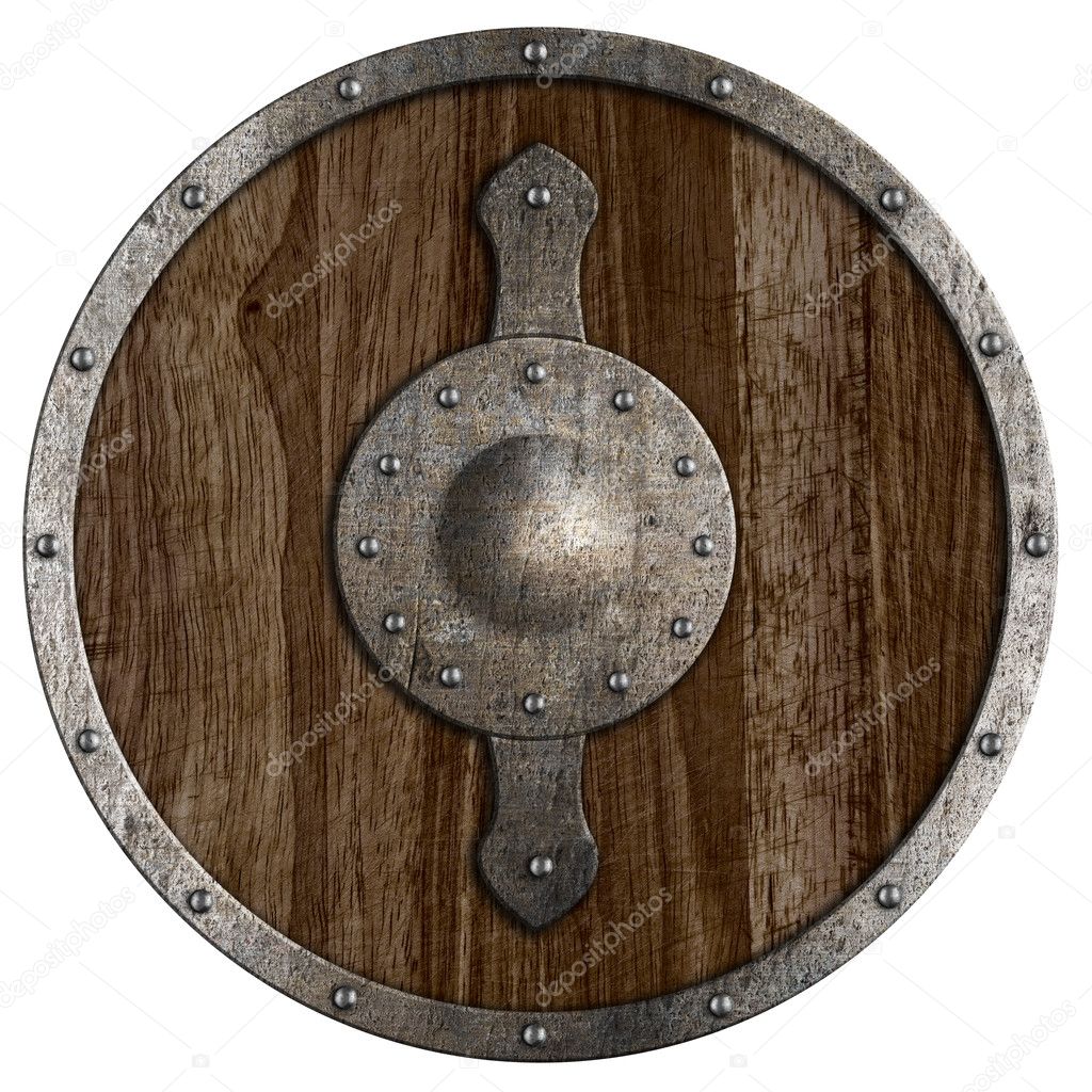 Old viking wooden shield isolated on white — Stock Photo © Andrey ...