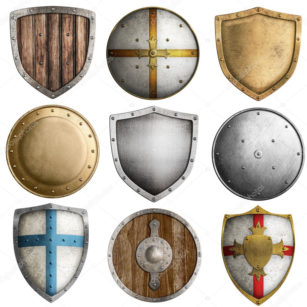Medieval shields collection 2 isolated on white — Stock Photo © Andrey ...