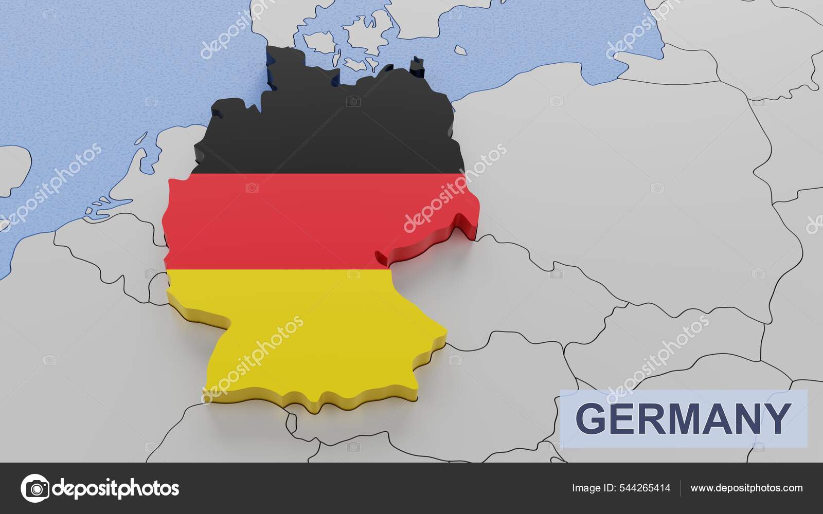 Germany Map Illustration Rendering Image Part Series — Stock Photo ...