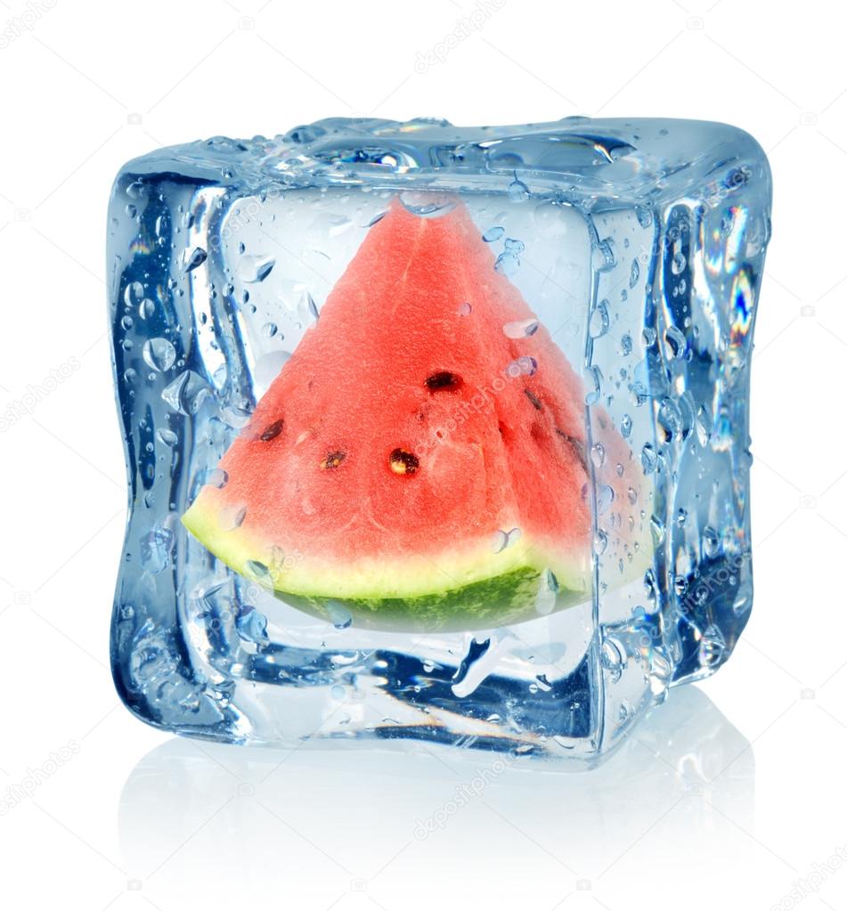 Ice cube and watermelon — Stock Photo © Givaga #15308771
