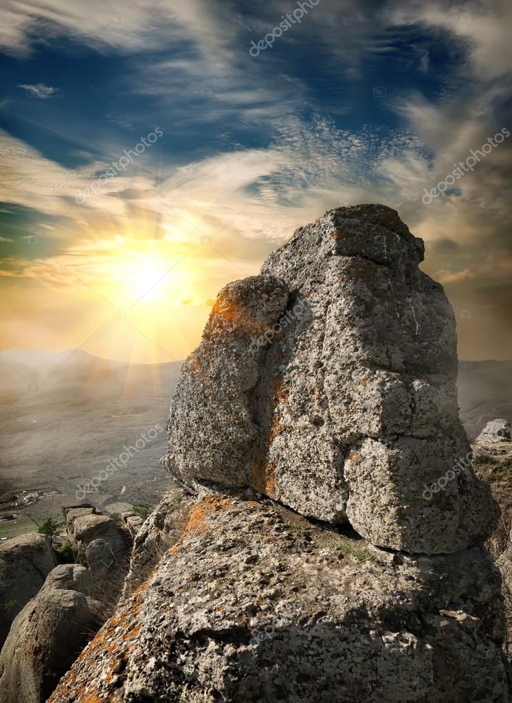 Landscape with rock — Stock Photo © Givaga #40980271