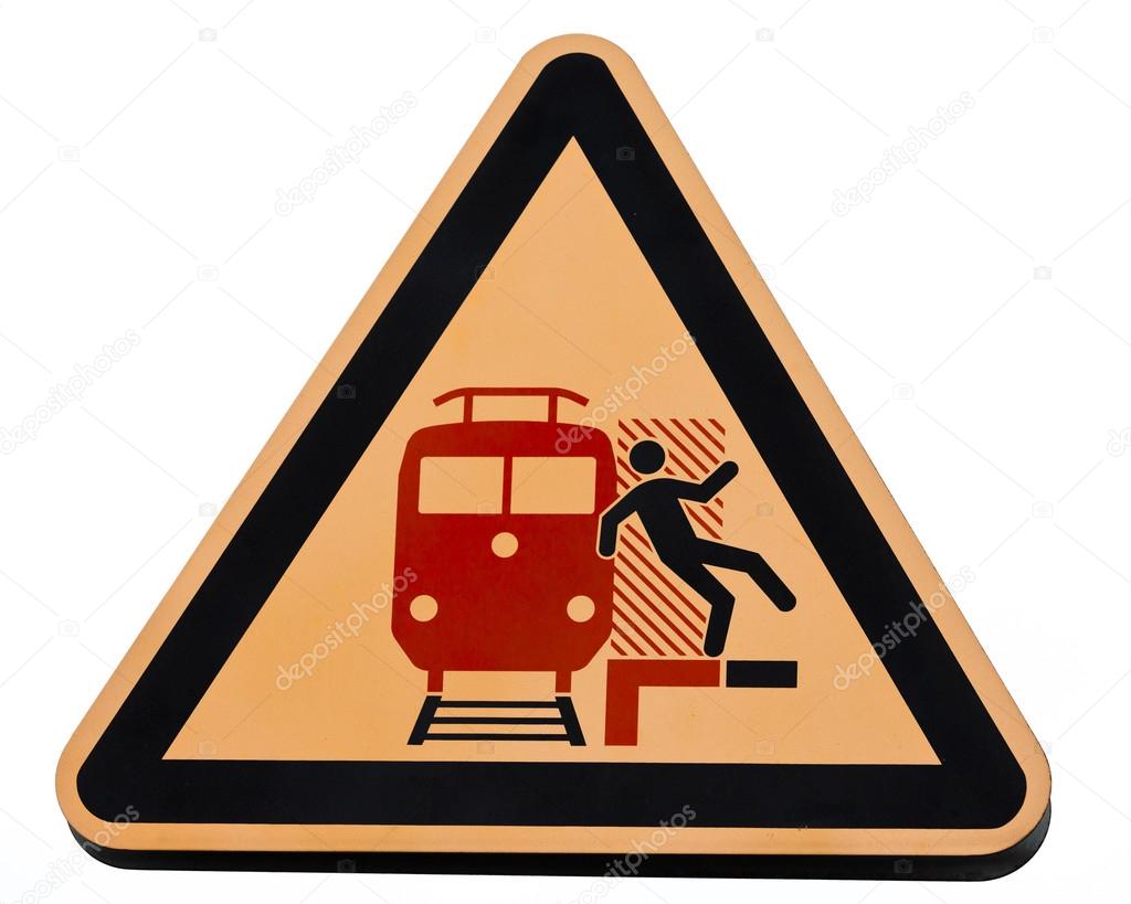 Warnschild an Bahnhöfen gefährliche Züge - Stockfotografie: lizenzfreie ...