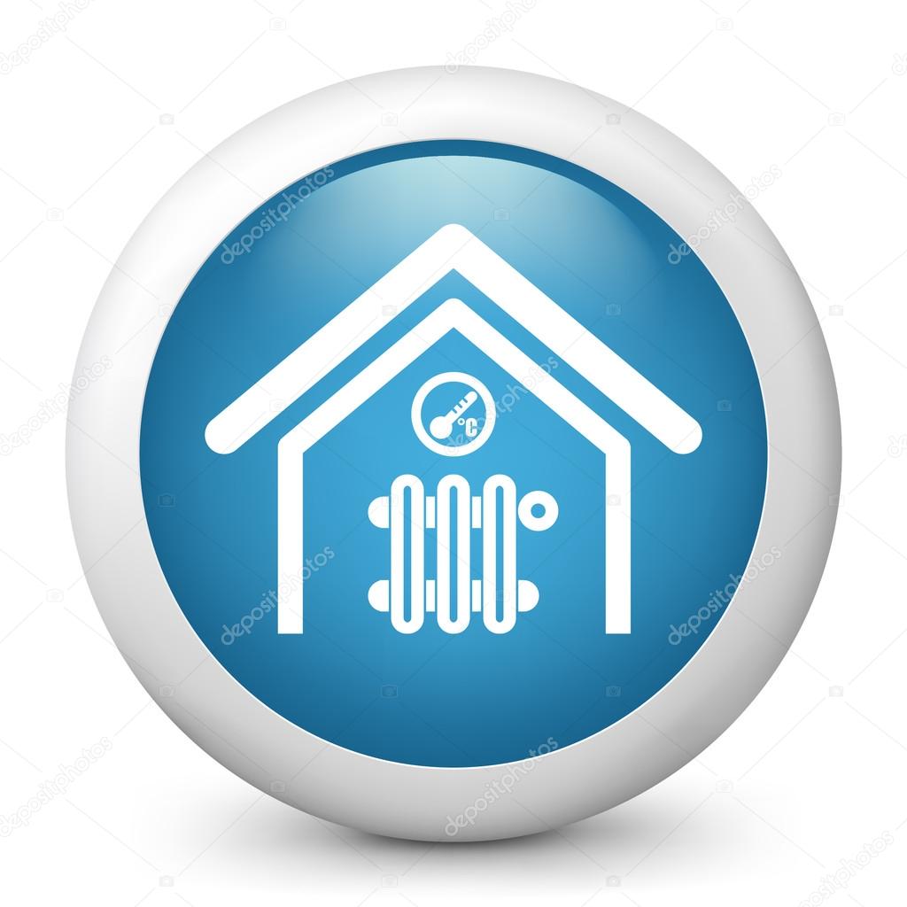 Vektor blaues Hochglanz-Symbol, das die Heizung darstellt Stock ...