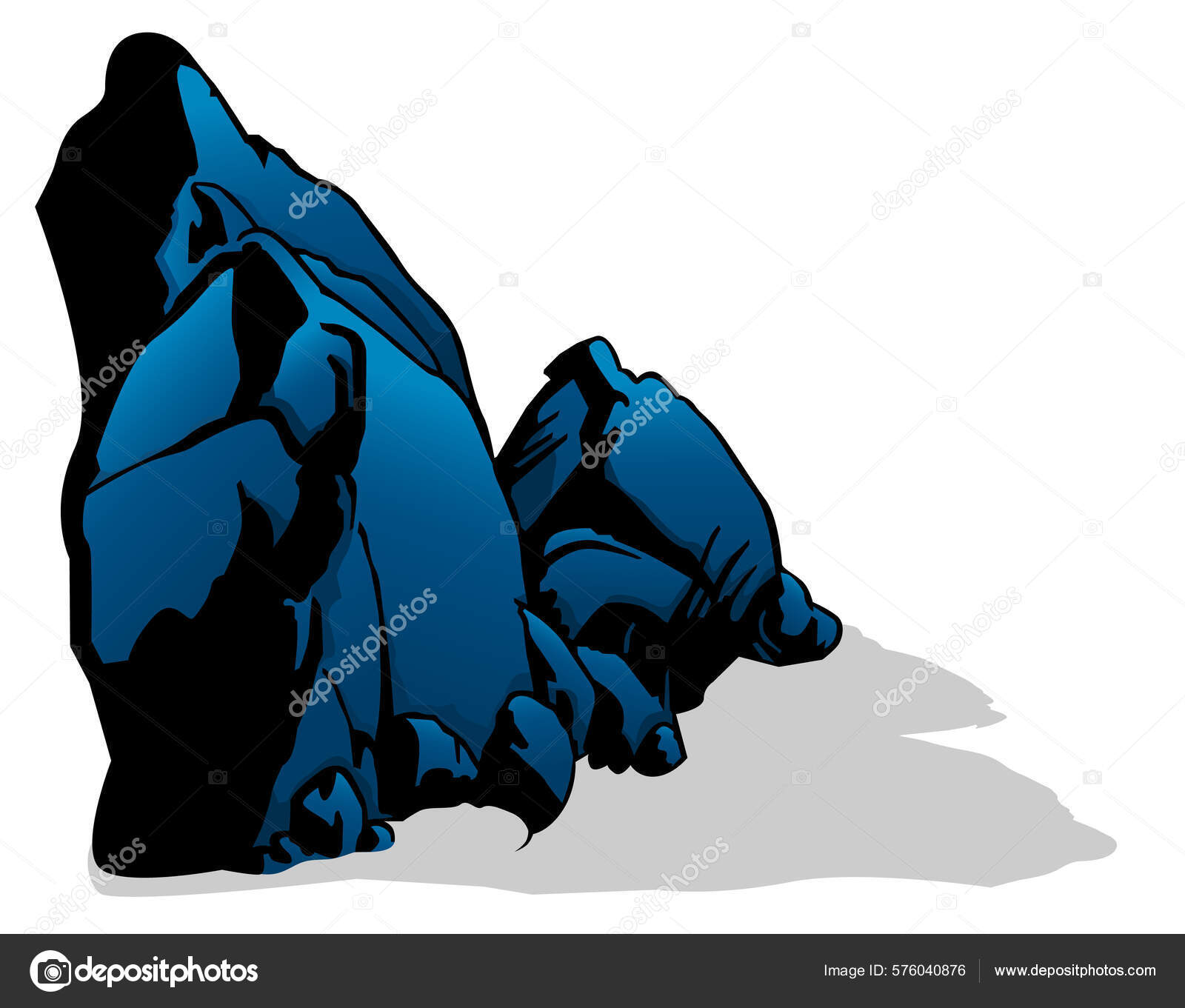 Blue Rocks Stones Design Element Your Composition Colored Cartoon ...