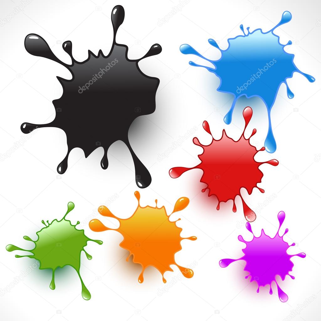 Colorful paint splashes set — Stock Vector © pinnacleanimate #12710535